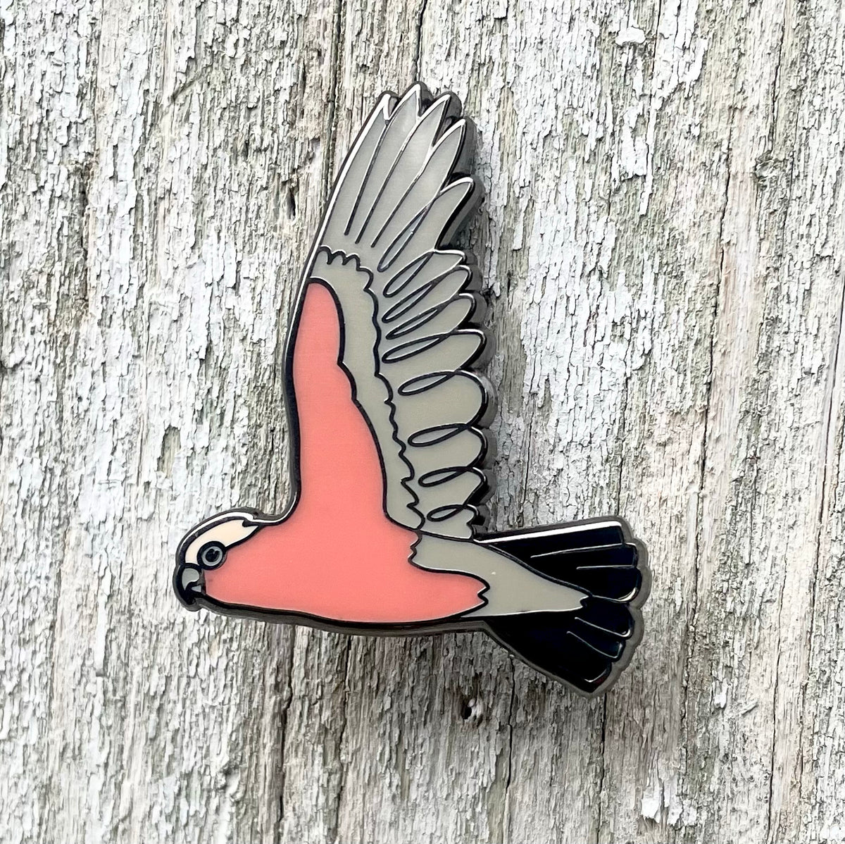 Galah in Flight Enamel Pin — Bridget Farmer