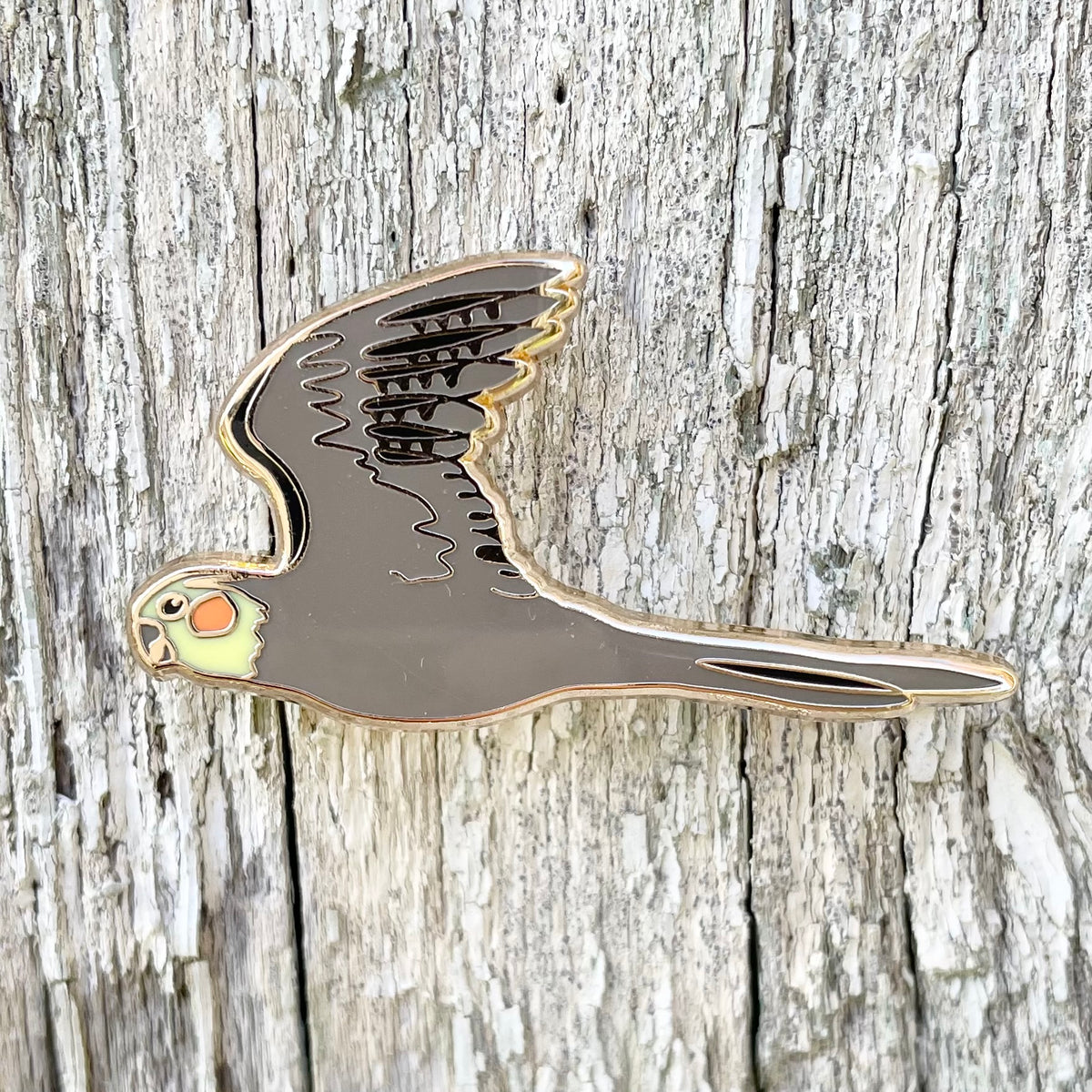Cockatiel In Flight Australian Bird Enamel Pin — Bridget Farmer